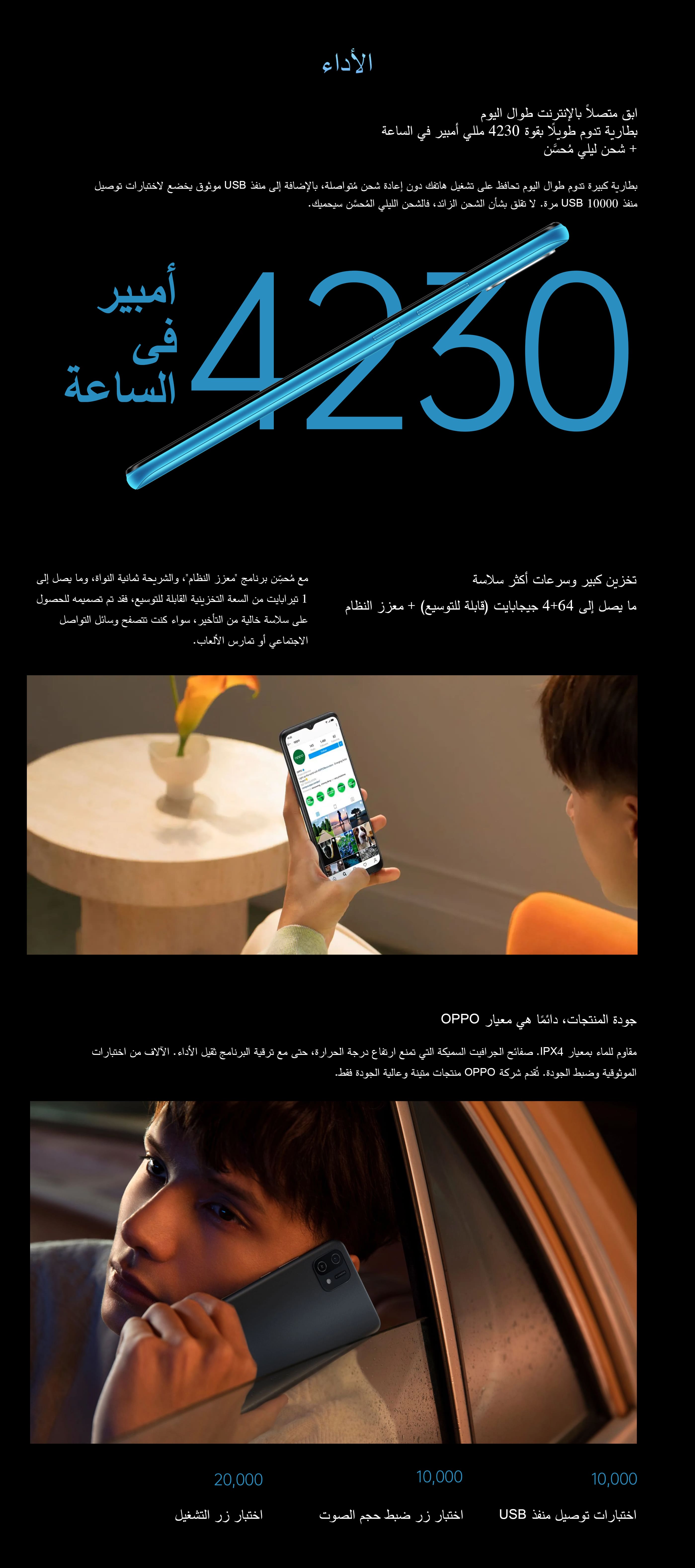 تليفون اوبو A16K سعة 32 جيجا بايت , 3 جيجا رام , لون اسود – EHAB Center